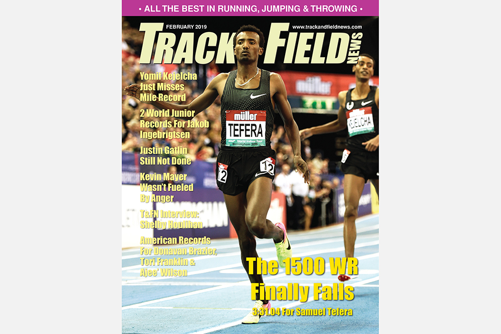 COVER — February (Mark Shearman) - Track & Field News